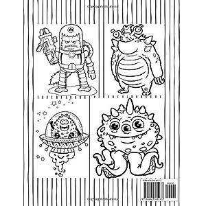 Friendly Aliens - Coloring Book For Kids: Strange Creatures, UFO Spaceships Visitors From Outer Space – For Boys & Girls 5+