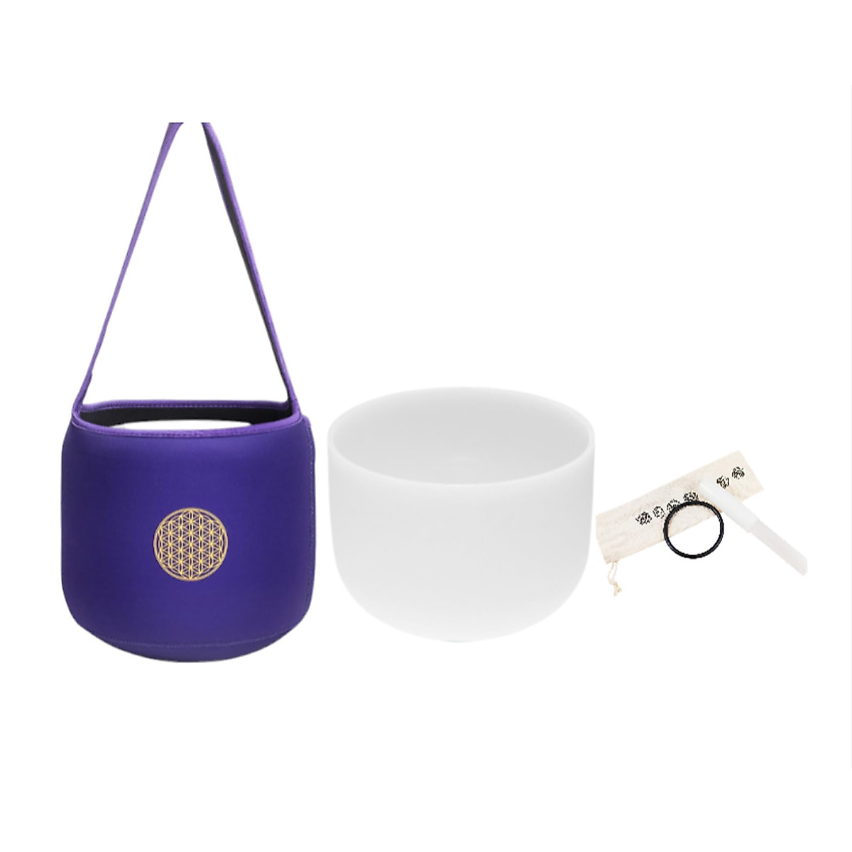 FMTY Singing Bowl 12 Inch, E Note Crystal Singing Bowl with Carrying Bag, Crystal Mallet, O-Ring Pure Quartz Crystal Sound Bowl for Meditation, Yoga, Spiritual Healing