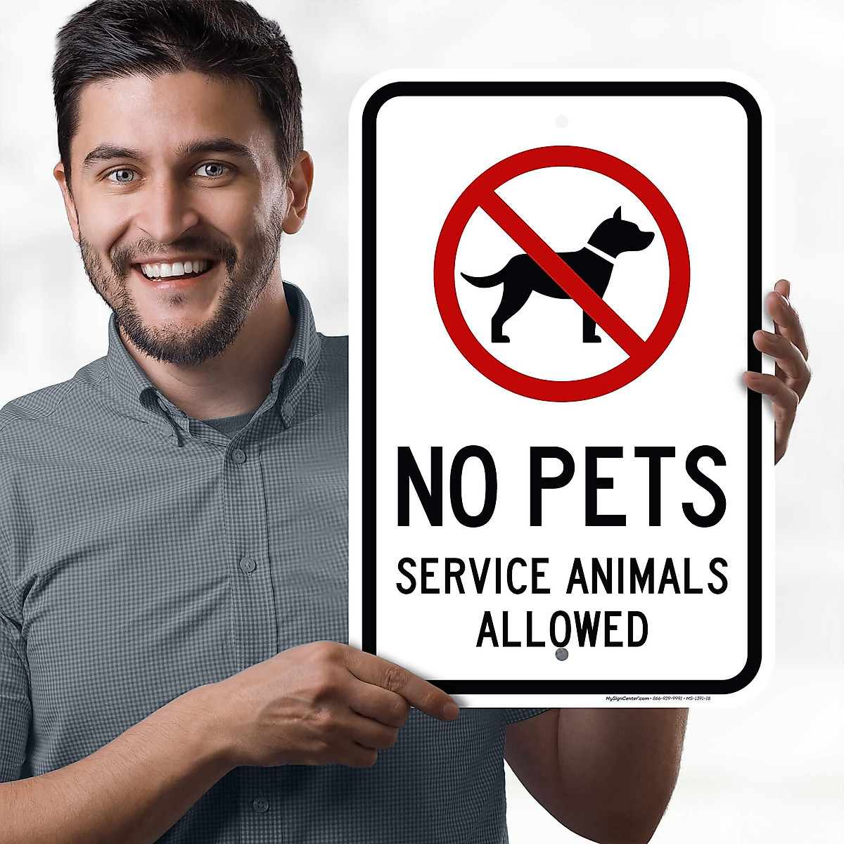 No Pets - Service Animals Allowed Sign, 12x18 Inches, Rust Free .063 Aluminum, Fade Resistant, Made in USA by My Sign Center