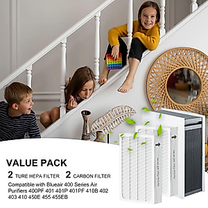 Ganteny Classic 400 Series HEPA Particle Filter Replacement Compatible with Blueair 400 Series Air Cleaner Purifier, for 400PF, 401, 401PF, 410B, 402, 403, 405, 410 450E, 455 and 455EB, 2 Pack