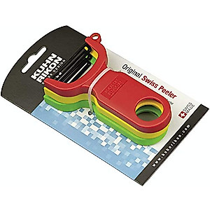 Kuhn Rikon Original Swiss Peeler Set, 4-Inch, Set of 3, Translucent Red/Green/Yellow
