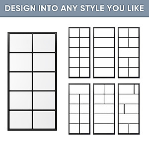 JUBEST Double Barn Door 84 x 84 in with 14FT Hardware Kit, 2 Sets of 42x84 in Clear Tempered Glass Aluminum Frame Barn Door,Pocket Interior Door, Easy Assembly，Black Top-Mounted Hardware