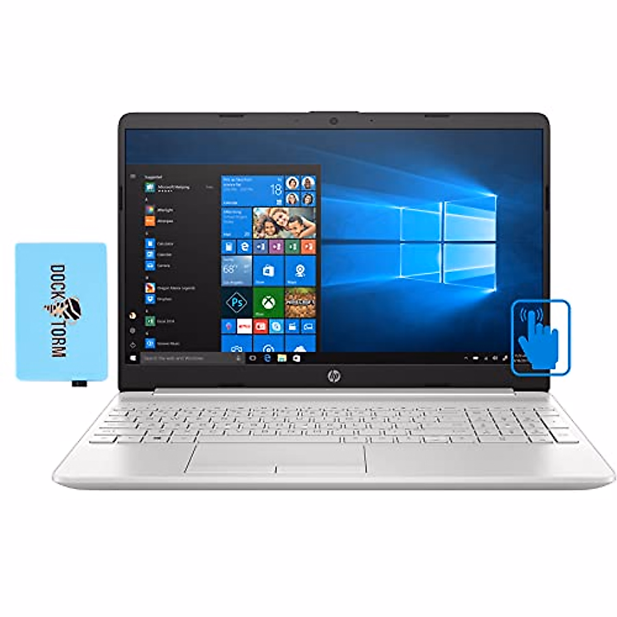 HP 15t Home & Business Laptop (Intel i7-1255U 4-Core, 16GB RAM, 512GB PCIe SSD, Intel Iris Xe, WiFi, BT, Integrated Webcam, Fingerprint, Backlit KYB, 1xUSB 3.2, 1xHDMI, Win 11 Home) w/Hub