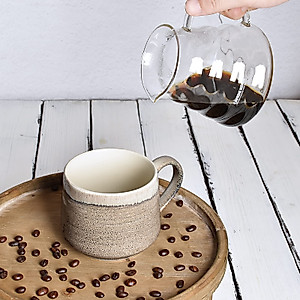 Bosmarlin Large Ceramic Wide Coffee Latte Mug Set of 2, 18 Oz, Big Stoneware Tea Cup for Office and Home, Dishwasher and Microwave Safe (Brown Grey, 2)