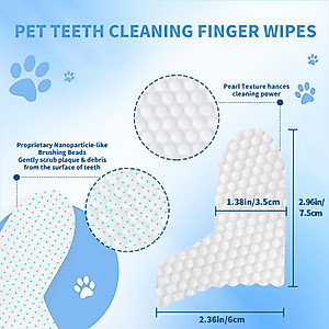 MOHCO Dog Teeth Cleaning Wipes,Teeth Cleaning Wipes for Dogs & Cats,Reduces Plaque & Freshens Breath,Dog Teeth Cleaning Finger Wipes,Sooths & Deodorizes (50 Pcs)