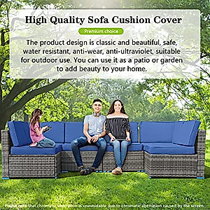 FKSLIFE Patio Cushion Covers Replacement,Outdoor Patio Cushion Covers Replacement Waterproof (25×25×3.15 inches, Blue)