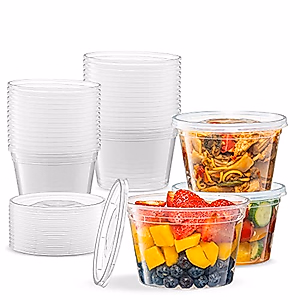 Elegant Disposables 16 OZ - 24 Sets Plastic Deli Food Storage Containers with Airtight Flexible Lids Microwavable, Leak Free, Washable, Freezer Safe.