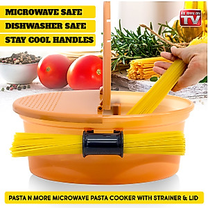 Pasta N More Microwave Cooker with Strainer, All in 1 Microwave Pasta Cooker, Microwave Rice Cooker and Microwave Egg Cooker for Quick Cooking, Nonstick, Dishwasher Safe