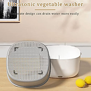 Buddeez Vegetable Cleaner, Fruit ultrasonic Cleaner, Multi-Function Dual Drainage Electric Vegetable Cleaning Basket, Fruit, Vegetable, Rice, Meat, Tableware Ingredient Food Purifier