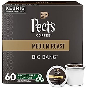 Peet's Coffee, Medium Roast K-Cup Pods for Keurig Brewers - Big Bang , 10 Count (Pack of 6), Packaging May Vary