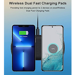Dual Wireless Charger, GuMosh Wireless Charging Pad for Multiple Devices, Fast Wireless Charging Mat for iPhone 14 13 12 11 Pro Max/14 Plus/Mini, Galaxy S22/S21/S20, Airpods 3/2/Pro,Qi-Enabled Phones