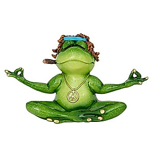 Meditating Yoga Frog Figurine Home Decorative Accent Decor Funny Zen Hippie Frog Yoga Lotus Pose (Hippie)