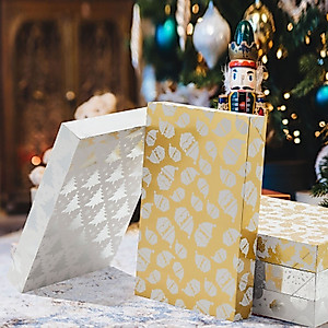 UNIQOOO 12Pcs Embossed Rose Gold Bridesmaid Proposal Boxes with lid, M 9.5x6.5x4 Inch, Foldable Holiday Gift Wrap Box for Lightweight Gifts, Christmas, Bridal Shower Wedding Gift Packaging