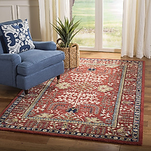 SAFAVIEH Antiquity Collection Area Rug - 5' x 8', Red & Multi, Handmade Traditional Oriental Wool, Ideal for High Traffic Areas in Living Room, Bedroom (AT64A)