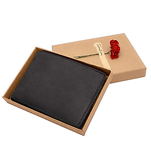 Kenon Personalized Leather Wallet For Boyfriend, Engraved RFID Blocking Bifold Stylish Brown Black Wallet For Boyfriend Valentine's Day Birthday Christmas Gifts