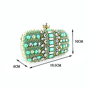 YLLWH Diamond Clutch Bags for Women Pearl Beading Handbag Bling Green Rhinestone Women's Evening Bags Wedding