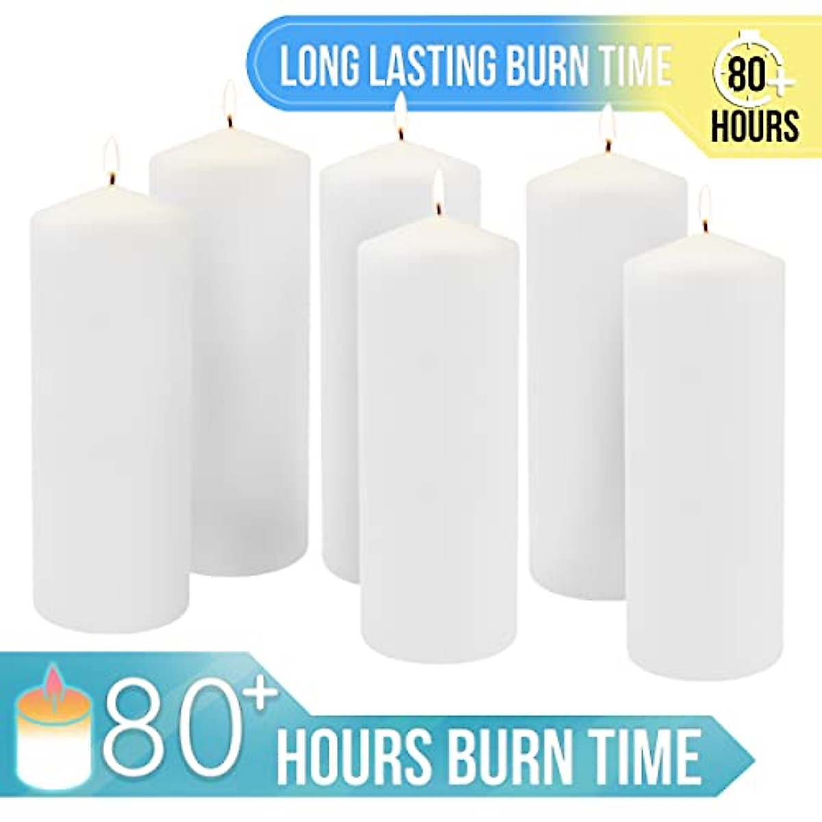 Stonebriar 18 Hour Long Burning Unscented Pillar Candles, 3x8, White