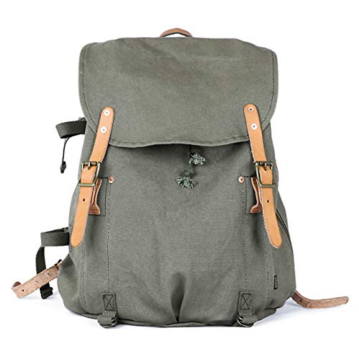 Gootium Canvas Backpack - Vintage Military Rucksack Travel Dayack, Green