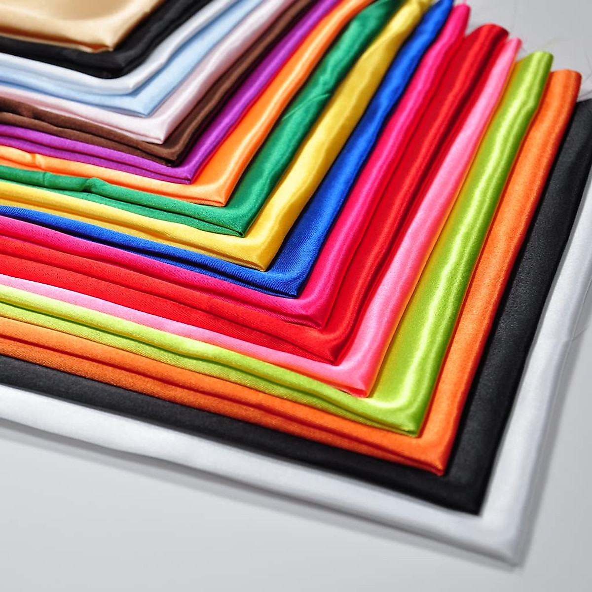 Satin Fat Quarter 18pcs 18inchX20.5inch 100% Polyester Poplin Fabric Solid Fabric Quilting Fabric Arts, DIY Crafts&Sewing Patchwork by 16 Kinds Color