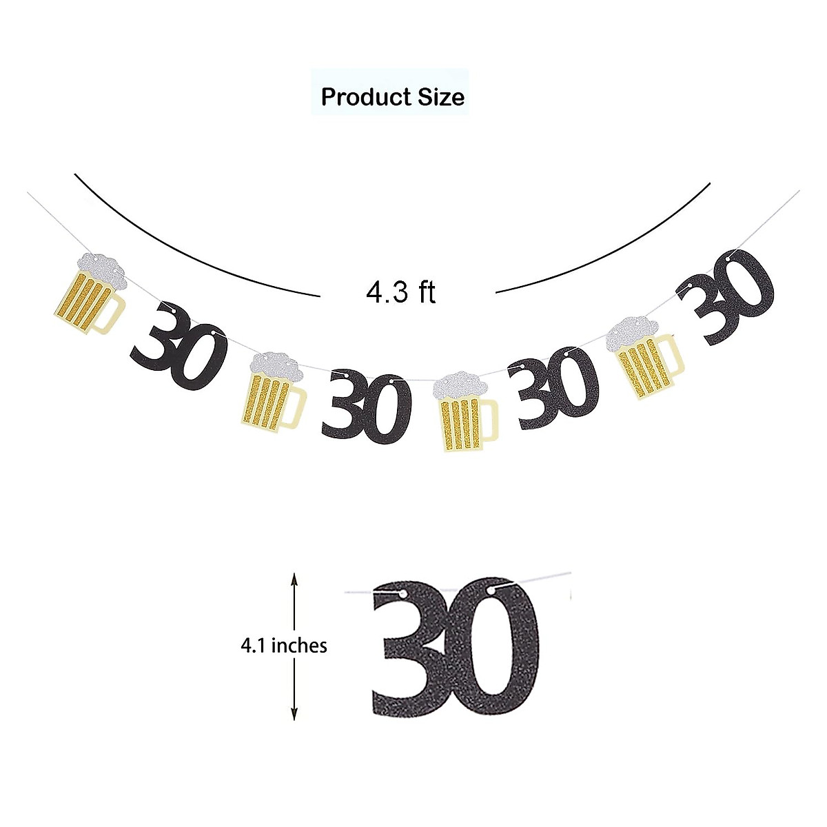 Beer Birthday Banner Cheers to 30 Years Paper Graland 30th Birthday Age Party Decorations