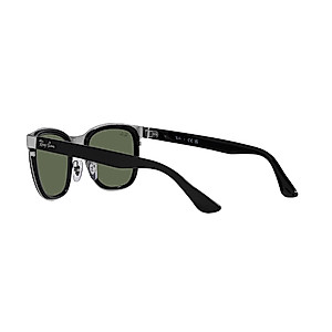 Ray-Ban RB3709 Clyde Square Sunglasses, Black on Silver/Dark Green, 53 mm