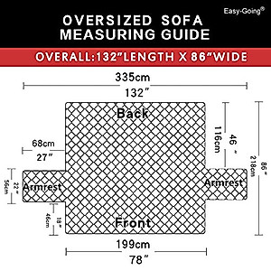 Easy-Going Reversible Oversized Couch Cover for 3 Cushion Couch Sofa Cover for Dogs Water Resistant Furniture Protector Cover with Foam Sticks for Pet (Oversized Sofa, Gray/Light Gray)