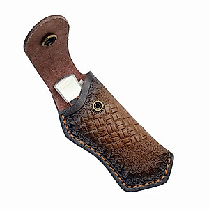COHOMELARS 5'' Leather Folding Pocket Knife Sheath,Leather Knife Pouch for Buck 110,Knife Holster,Knife Sheaths (Dark Brown)