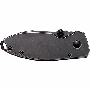 CRKT Squid Folding Pocket Knife: Compact EDC Straight Edge Utility Knife with Stainless Steel Blade and Framelock Handle - Black Stonewash 2490KS