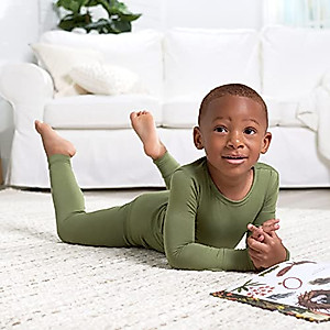 Gerber Unisex Baby Toddler Buttery Soft 2-Piece Snug Fit Pajamas with Viscose Made from Eucalyptus, Olive, 3T