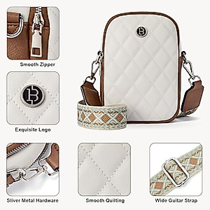 BOSTANTEN Small Quilted Crossbody Purses for Women Vegan Leather Cell Phone Bag with Adjustable Wide Strap