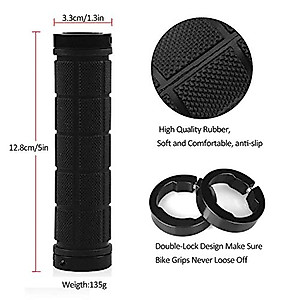 Platt Bike Handlebar Grips Rubber Comfortable Bicycle Handle Grip for MTB/BMX with Plastic End Caps,Red
