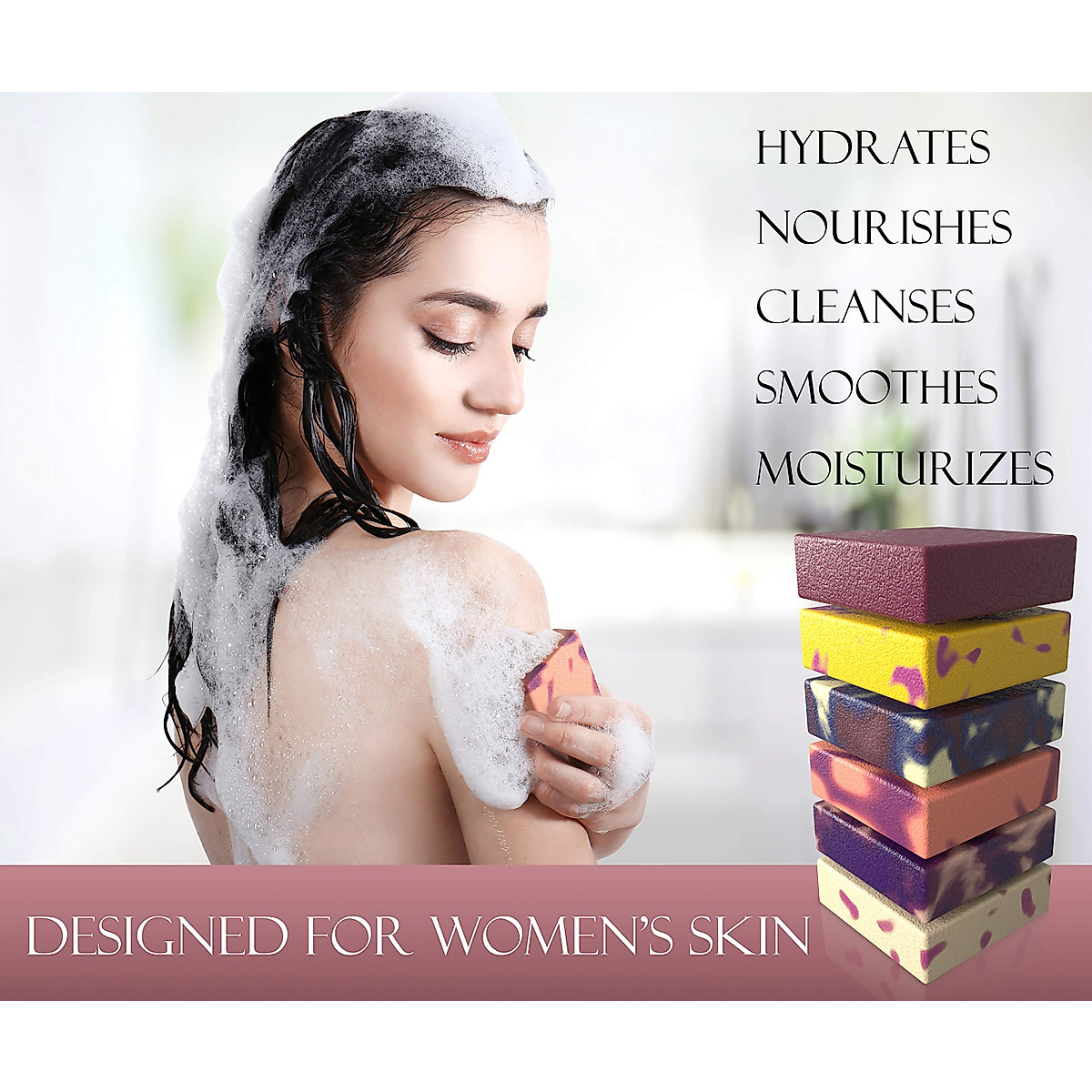 NATURAL AMERICAN Womens Bar Soap – Perfume Scents, 100% All Natural Soap for Women, Essential Oils, Organic Shea Butter – (6pk) Handmade Soaps for Women – GODDESS Women Soap, 5 oz Bar Soap for Women