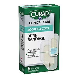 Curad Soothe and Cool Clear Gel Bandages, Assorted, Clear, 8/Box