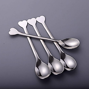 Goeielewe Mini Dessert Spoons Set of 10, Stainless Steel Demitasse Spoons Mini Espresso Coffee Spoons, Small Spoons for Dessert, Tea, Appetizer - Heart-shaped Handle, 4.5-Inch