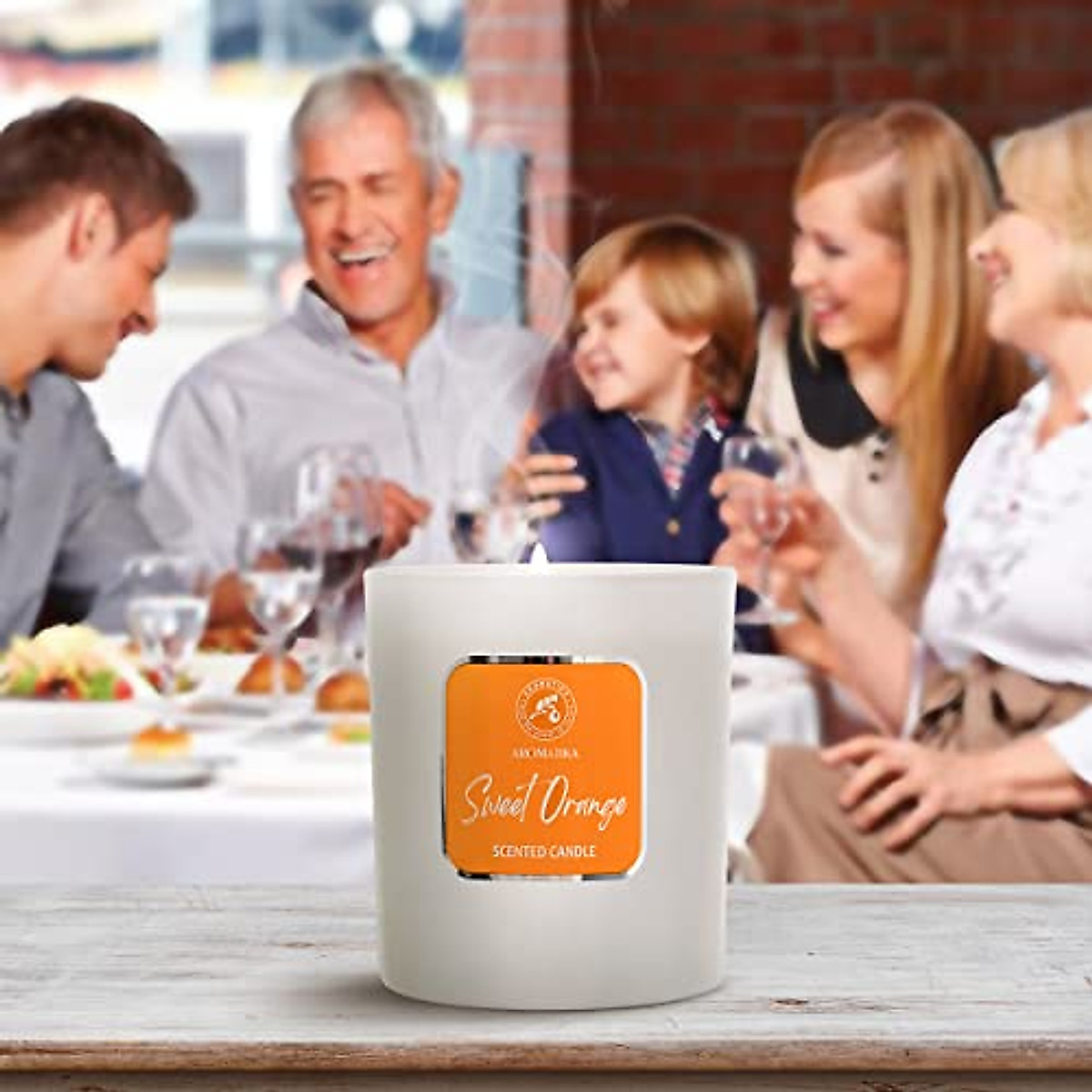 Scented Candle Sweet Orange - Essential Oil Aromatherapy Candle - Soywax Candle - Up to 45 Hours Burn Time - Glass Candle Gift - Luxury and Sensual Soy Wax Candle - Home Scented Candles