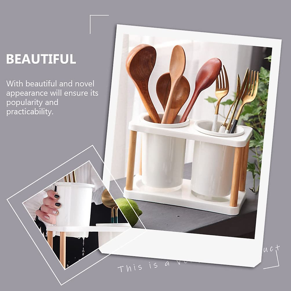 Cabilock 1pc Chopstick Holder Utensil Organizers Spoon Organizer Utensil Holder Kitchen Decor Spoon Storage Rack Flatware Holder Kitchen Organizer Spoon Holder Wooden Nordic Kitchenware