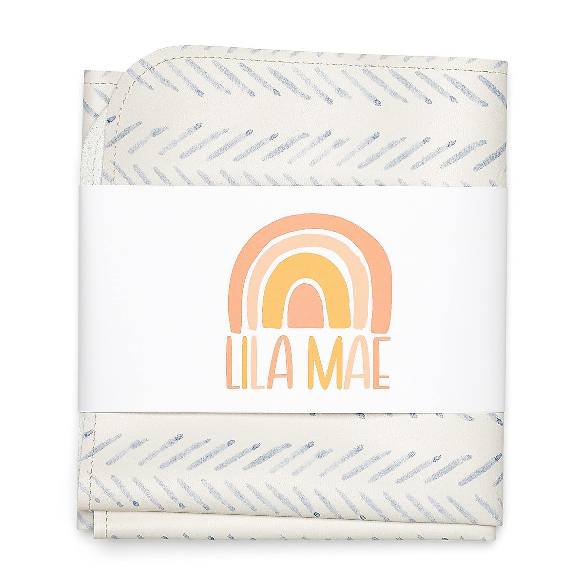 Lila Mae Baby Changing Mat - Wipeable, Portable Changing Pad, Travel Changing Mat for Baby or Small Toddler, Easy to Fold or Roll Up - Faux Leather (Herringbone)