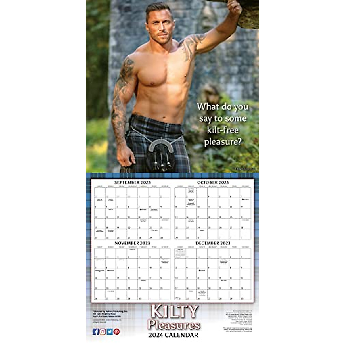 Kilty Pleasures 2024 Wall Calendar, 16-Month Humor & Comic Calendar, 12" x 12"