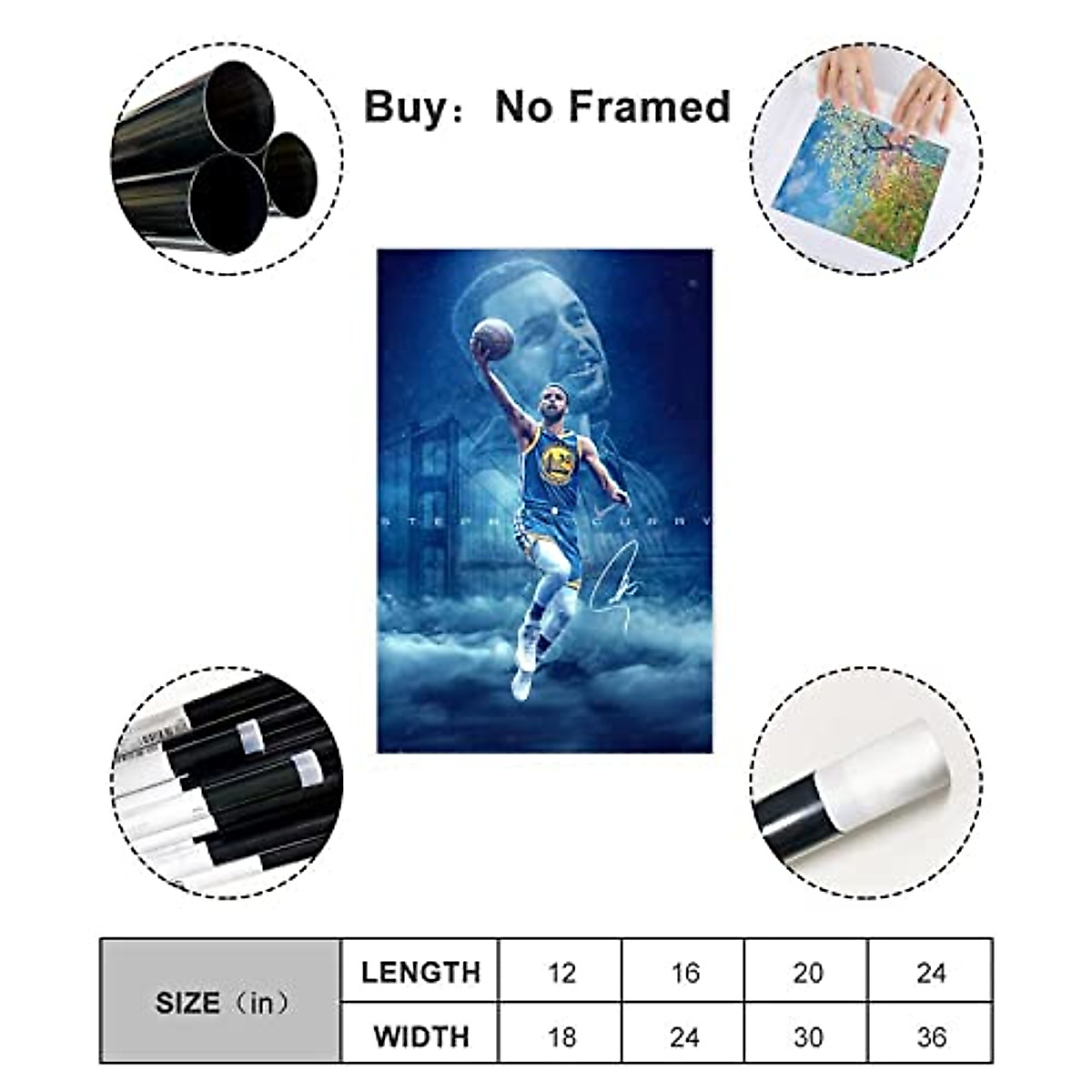 DAJIBA Stephen Curry Stephen Curry Great Best Star Hall of Fame Sports Basketball Poster Canvas Poster Bedroom Decor Sports Landscape Office Room Decor Gift Unframe : 12x18inch(30x45cm)