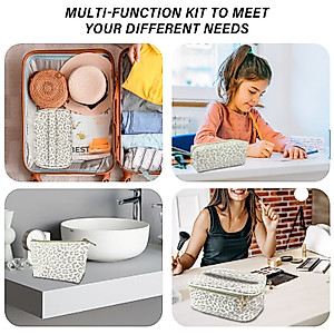 Deokke 3Pcs Makeup Bag,Travel Makeup Bag,Makeup Bags for Women,Makeup Brush Bag,Large Capacity PU Cosmetic Bag,Waterproof and Durable-Grey White Leopard Cheetah Pattern