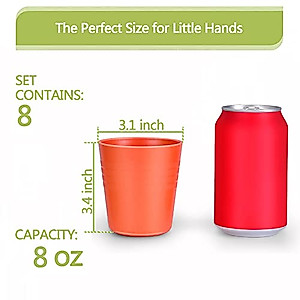 【Set of 8】Reusable Wheat Straw Drinking Cups - 8 Ounce Unbreakable Water Cups - Stackable BPA Free Small Drinking Glasses Set -Dishwasher Safe for Home Kitchen Parties Camping Supply