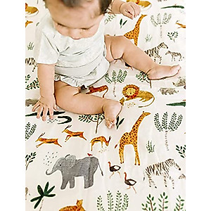 Loulou Lollipop Soft Baby Swaddle Blanket Muslin Wrap Receiving Blanket for Newborn to Toddler Girl and Boy, Large 47” by 47” - Safari Jungle…