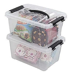 Jandson 6 Pack Small Plastic Storage Bin with Lid, 6 Quart Latching Storage Box, Clear