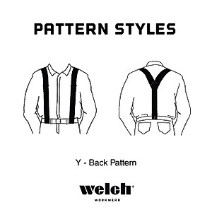 Welch, WK-3854Y-LEF-BLK, Tuff Stuff Work Suspenders for Men and Women - Button on Pants, Heavy Duty 2" wide Elastic, Adjustable Strap, for Jeans, Pants, and Trousers, Size Medium, Black