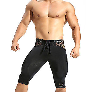 MIZOK Men's Soft Mesh Jammer Swim Suit with Drawstring Black,L