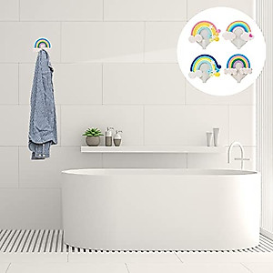 Zerodeko 4Pcs Decorative Wall Mounted Hooks Cartoon Rainbow Wall Hanger Key Holder Coat Rack for Hanging Scarves Bags Purses Hats Towels Children Room Living Room Organizer