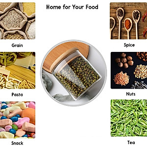 7 oz/230ml Glass Jars With Bamboo Lids, Pantry Organization and Storage Jars-Set of 16,Spice Jars Set for Coffee,Flour,Sugar ,Tea