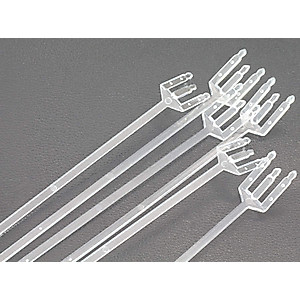 Ruiling 100pcs Plastic Floral Picks Transparent Fork Shape Head Card Holders of Gift Cards, Place Cards, Photos, Food Labels for Weddings, Birthday Parties, Events, Decorations 31cm/12inch