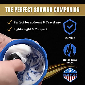 TIMELESS RAZOR Blue Shaving Bowl w/Ridges - Mixes Mens Shaving Cream & Shaving Soap - Durable & Holds Heat Longer - Whip a Quick, Rich & Thick Lather - USA Made