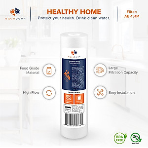 Aquaboon 6-Pack 1 Micron 10x2.5" Sediment Water Filter Replacement Cartridge for Any Standard RO Unit, Whole House Sediment Filtration, Compatible with DuPont WFPFC5002, Pentek DGD series, RFC series